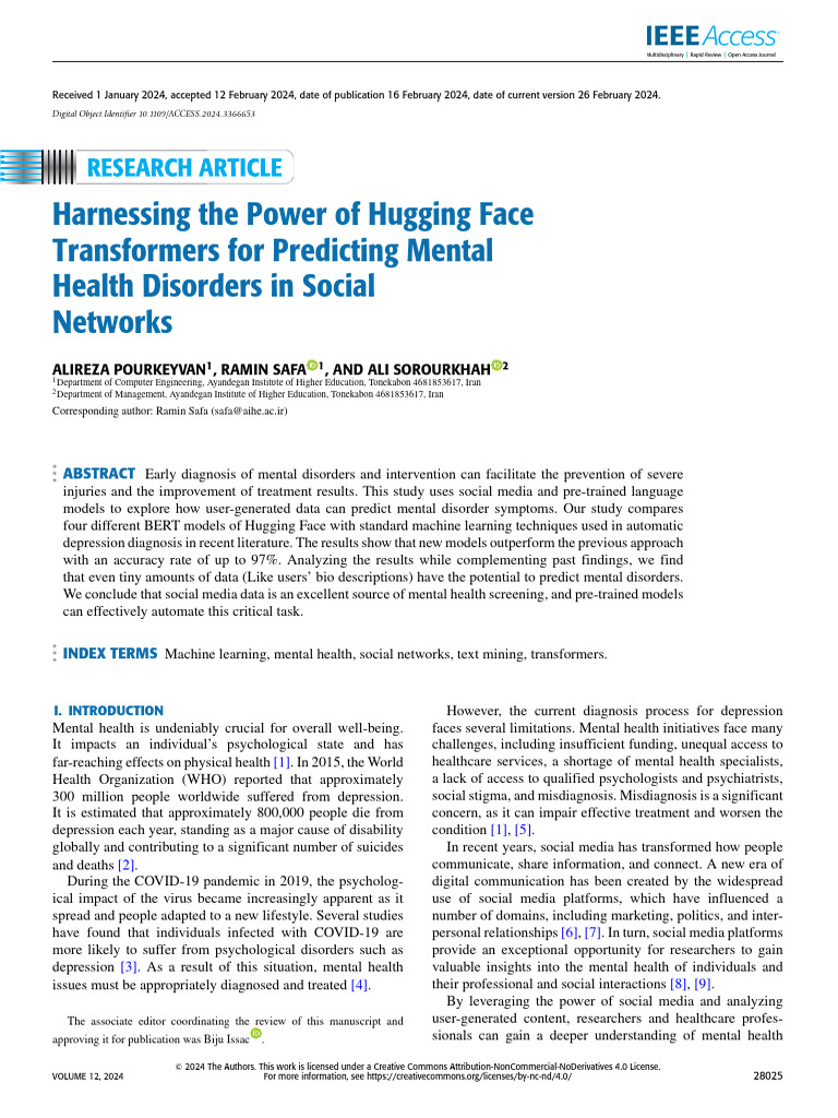 Harnessing The Power of Hugging Face Transformers For Predicting Mental Health Disorders in ...