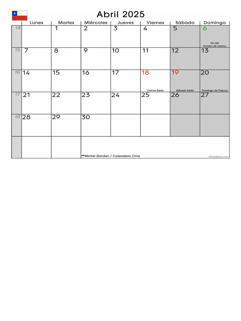 Calendario Abril | PDF