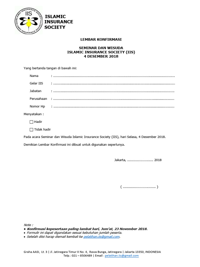 Lembar Konfirmasi Peserta | PDF