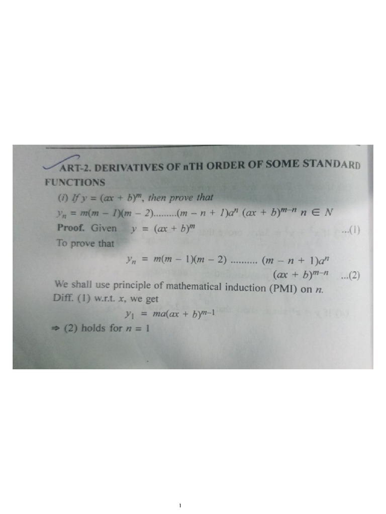 (UNIT 1 SUCCESSIVE DIFFERENTIATION) 2nd Sem Maths | PDF