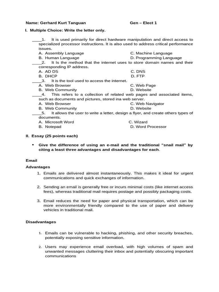 Email vs. Snail Mail: Key Differences | PDF | Mail | World Wide Web