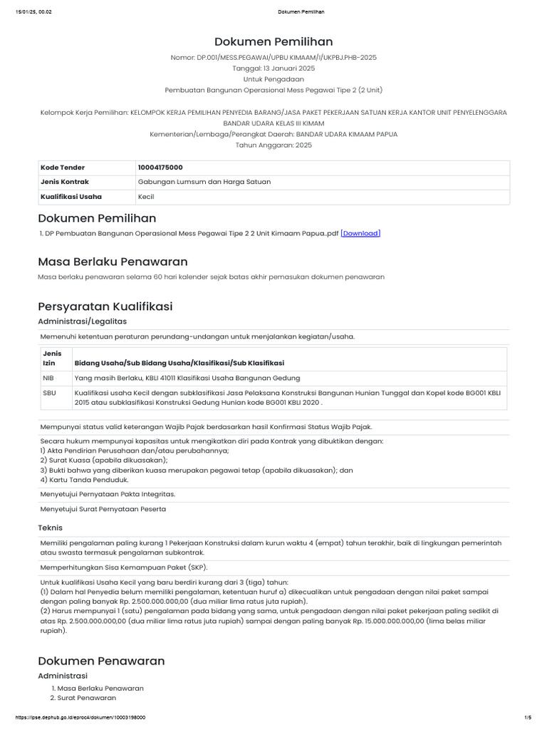 Dokumen Pemilihan | PDF