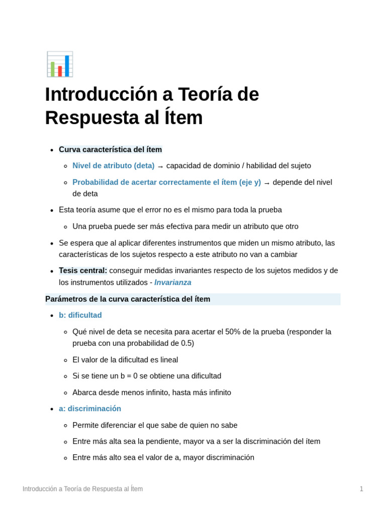 Introduccin A Teora de Respuesta Al Tem | PDF