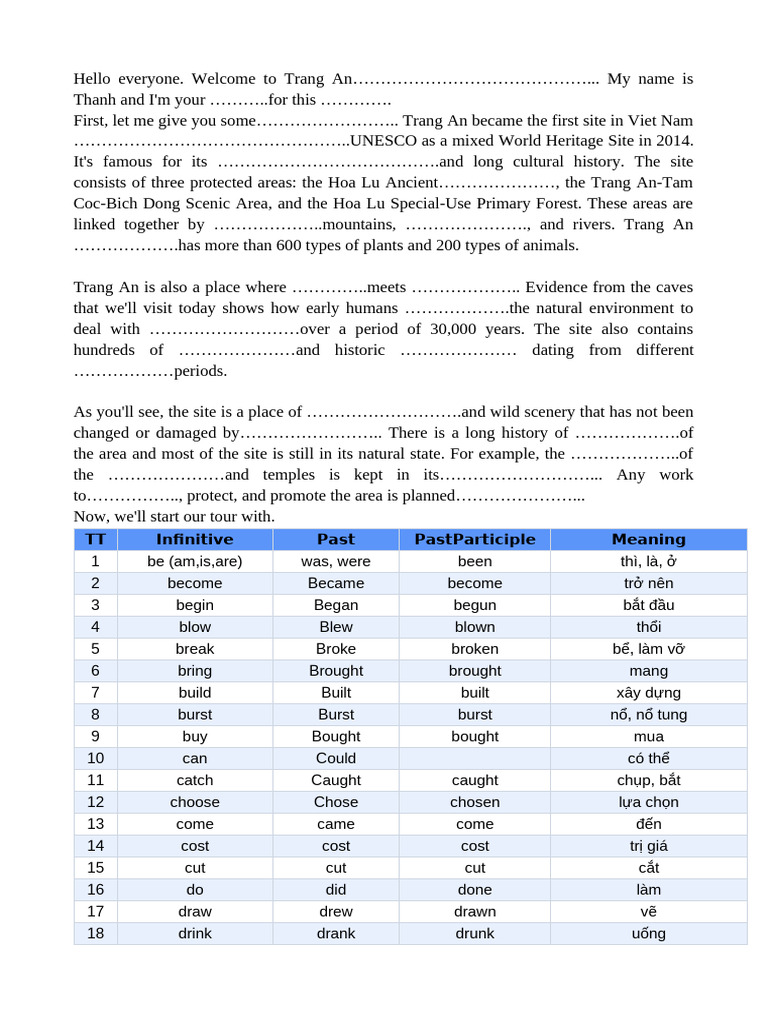 Listening and Irregular Verb | PDF