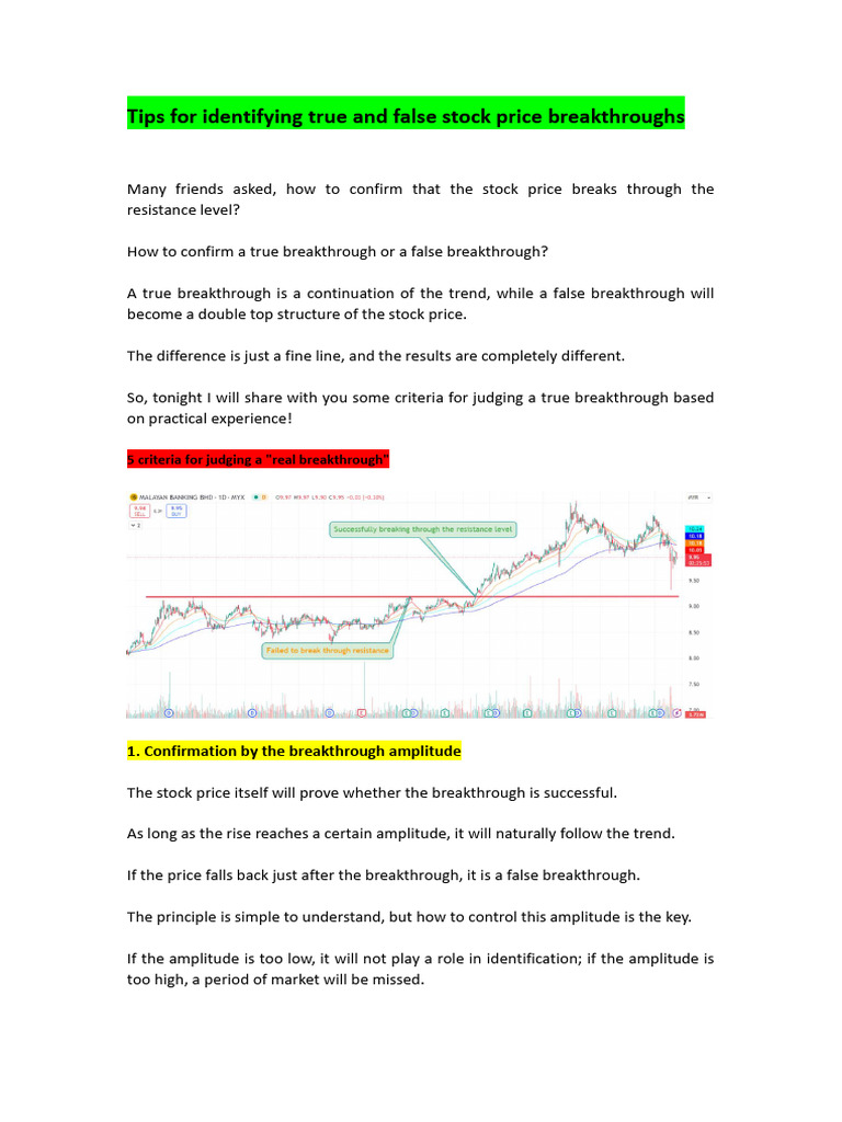 Tips For Identifying True and False Stock Price Breakthroughs Eric ...