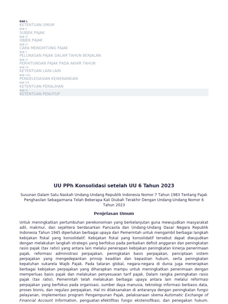 Reformasi Pajak Penghasilan 2023 | PDF