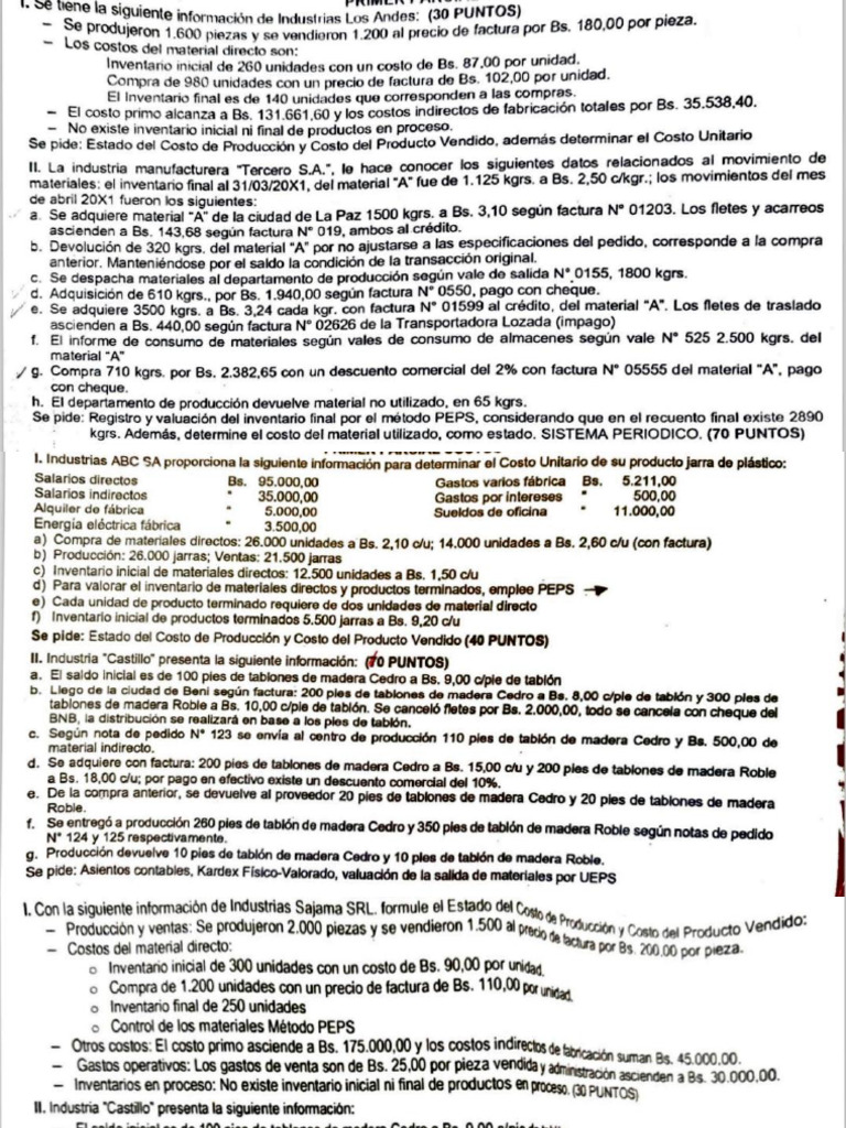 Ejercicios PP COSTOS | PDF