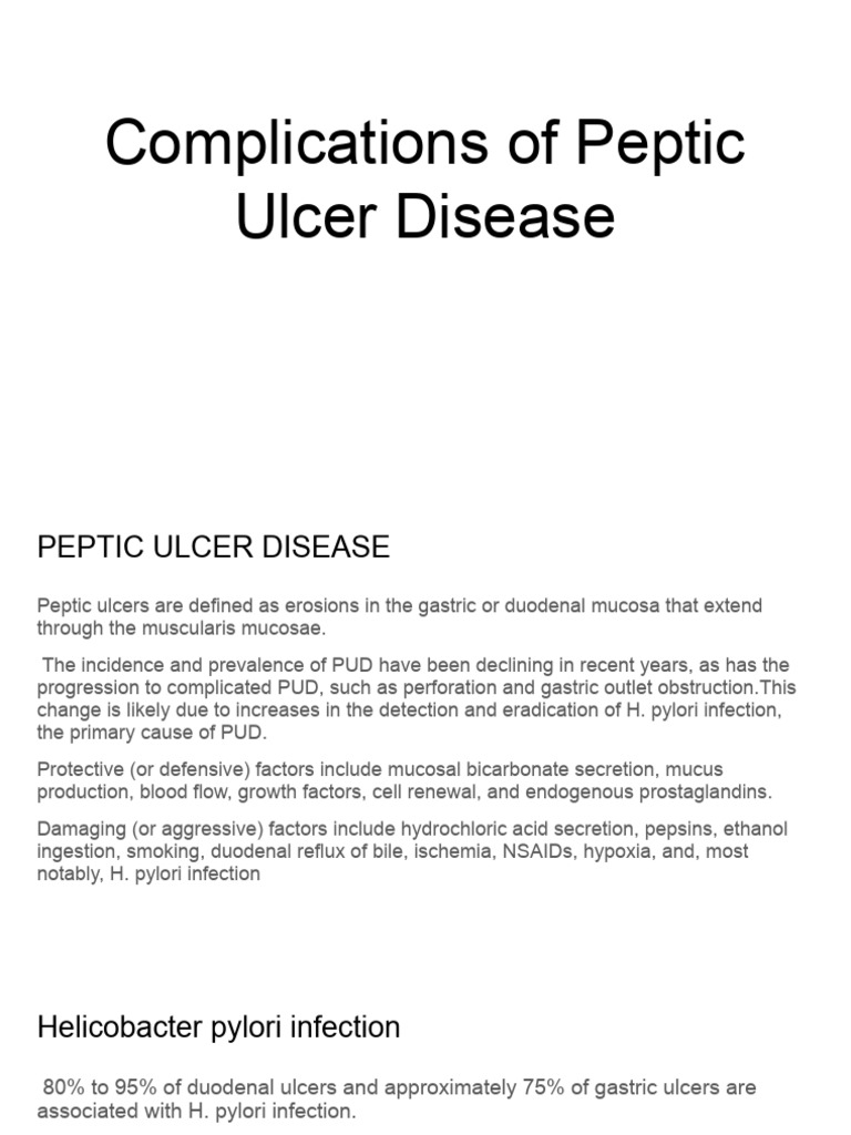 Complications of Peptic Ulcer Disease | PDF | Diseases And Disorders ...