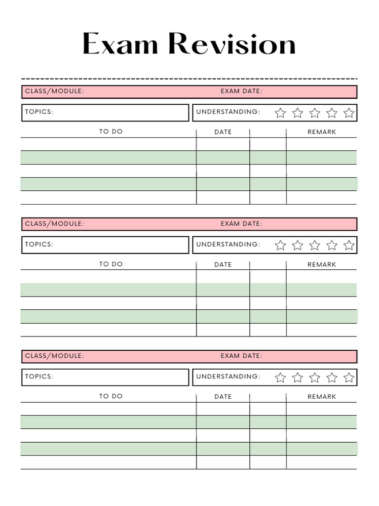 Green Elegant Exam Revision Planner Template | PDF