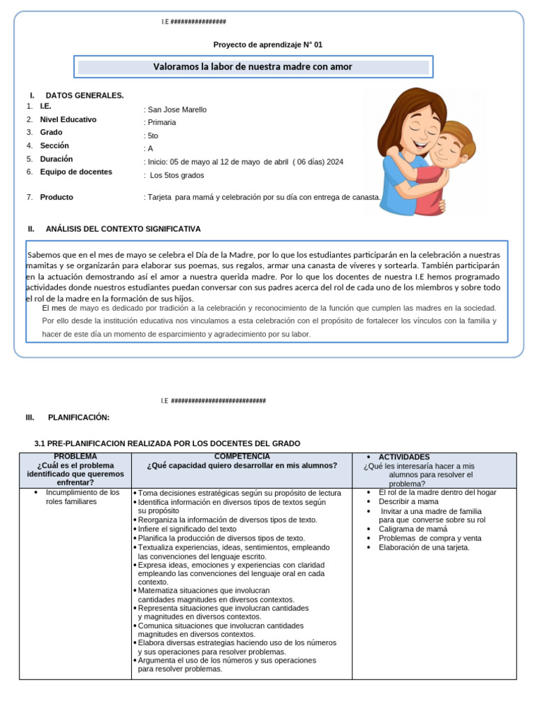 4 Proyecto Día de La Madre | PDF | Datos | Aprendizaje