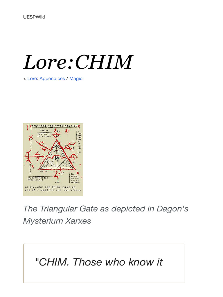 Lore:CHIM - The Unofficial Elder Scrolls Pages (U | PDF