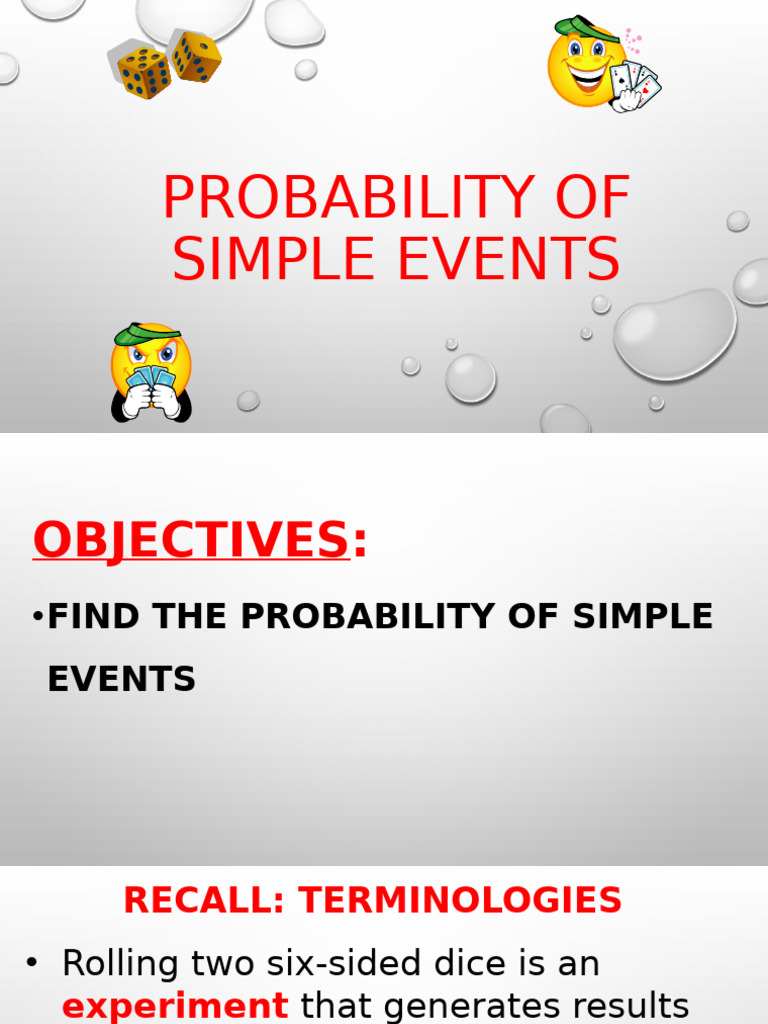 Probability of Simple Events | PDF | Probability | Odds