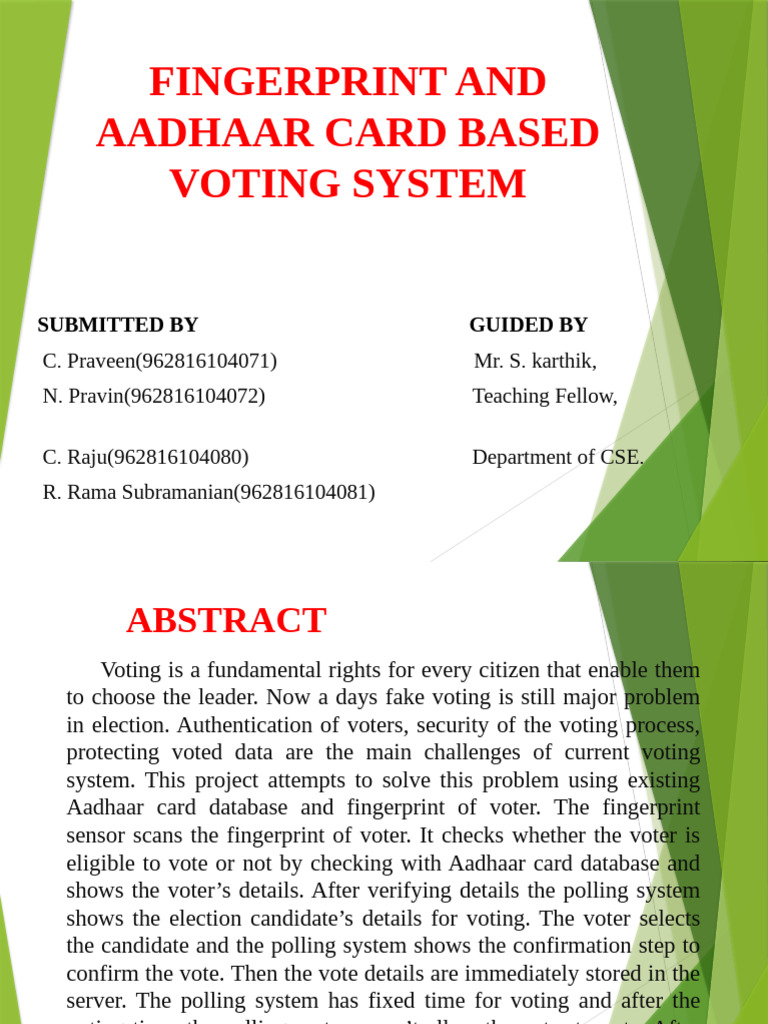 Fingerprint Based Voting | PDF | Support Vector Machine | Authentication