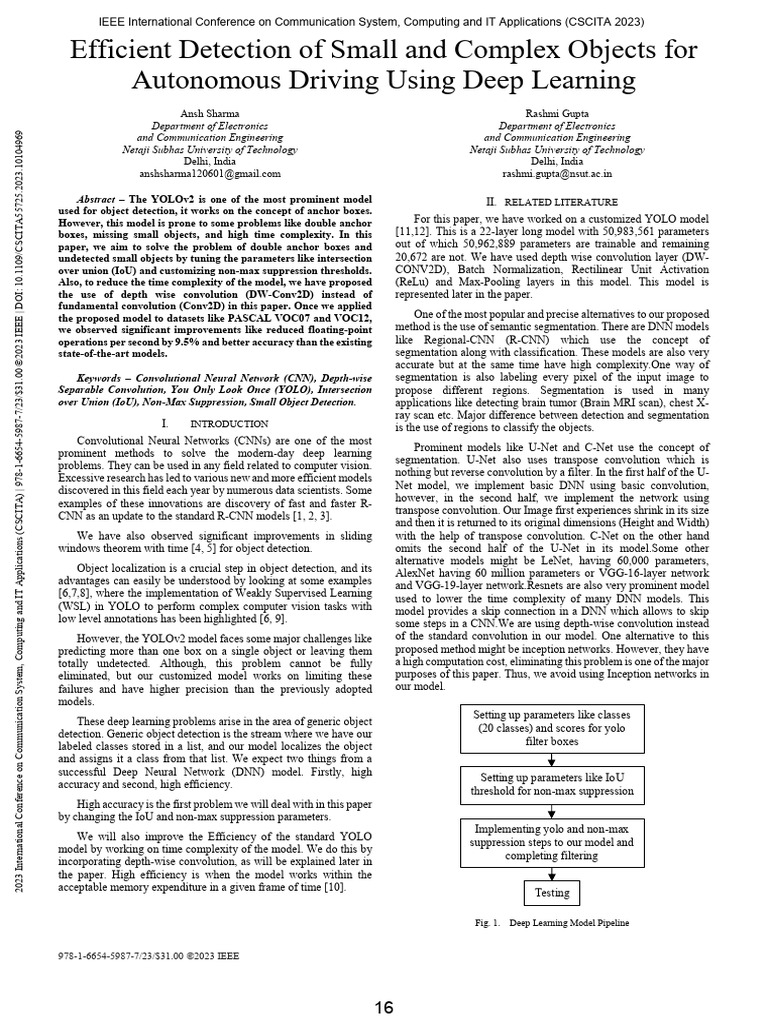 Efficient Detection of Small and Complex Objects for Autonomous Driving Using Deep Learning ...