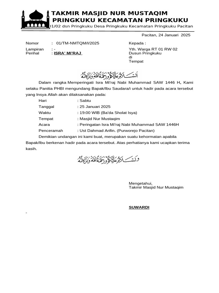 436368836-CONTOH-Surat-Undangan-ISRA-MIRAJ | PDF