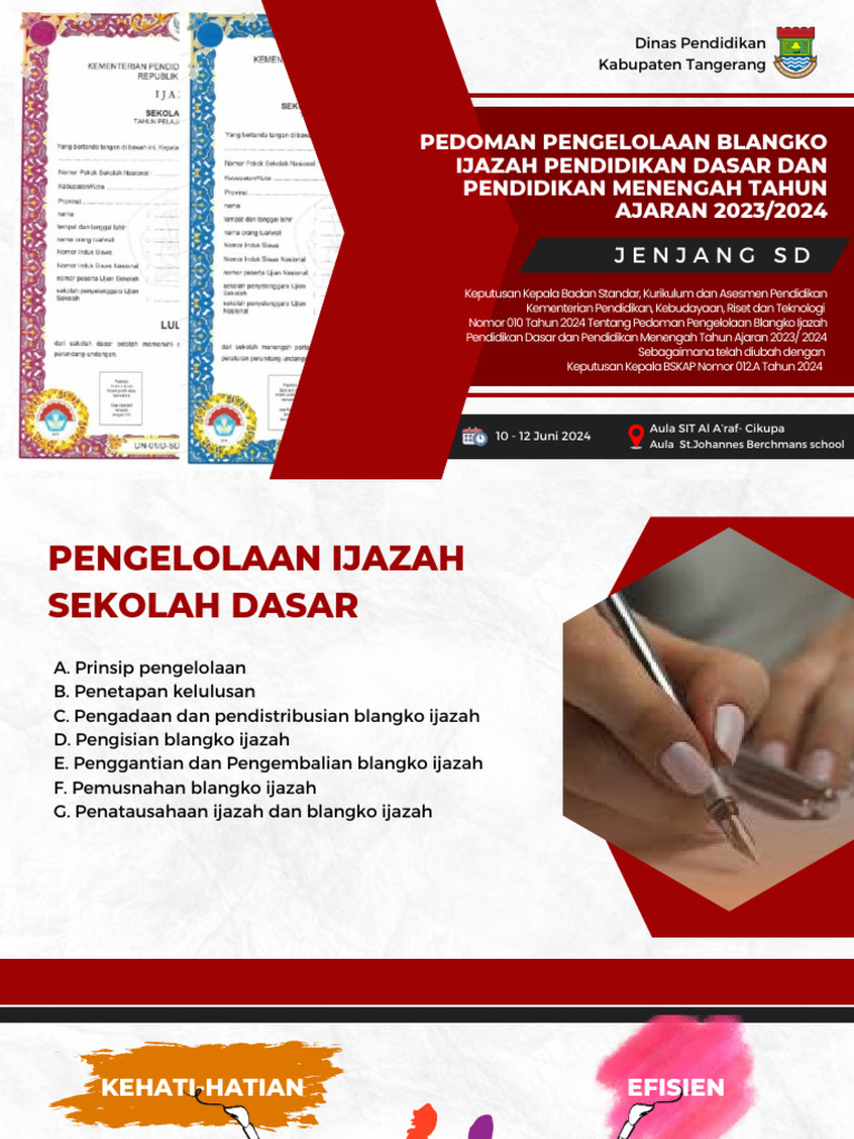 Pedoman Pengelolaan Blangko Ijazah SD 2024 | PDF