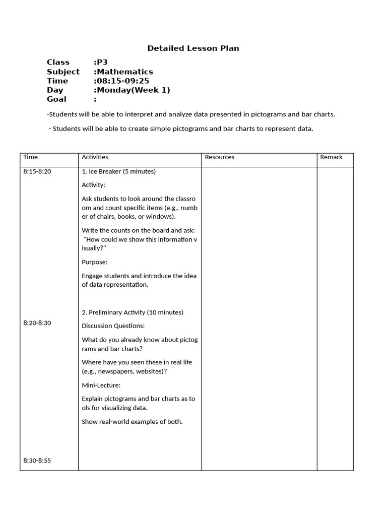Detailed Lesson Plan P3 MATHEMATICS Term 3 | PDF | Mathematics