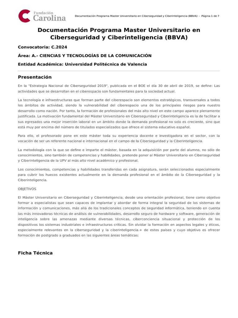 Master Universitario en Ciberseguridad y Ciberinteligencia (BBVA) - C ...