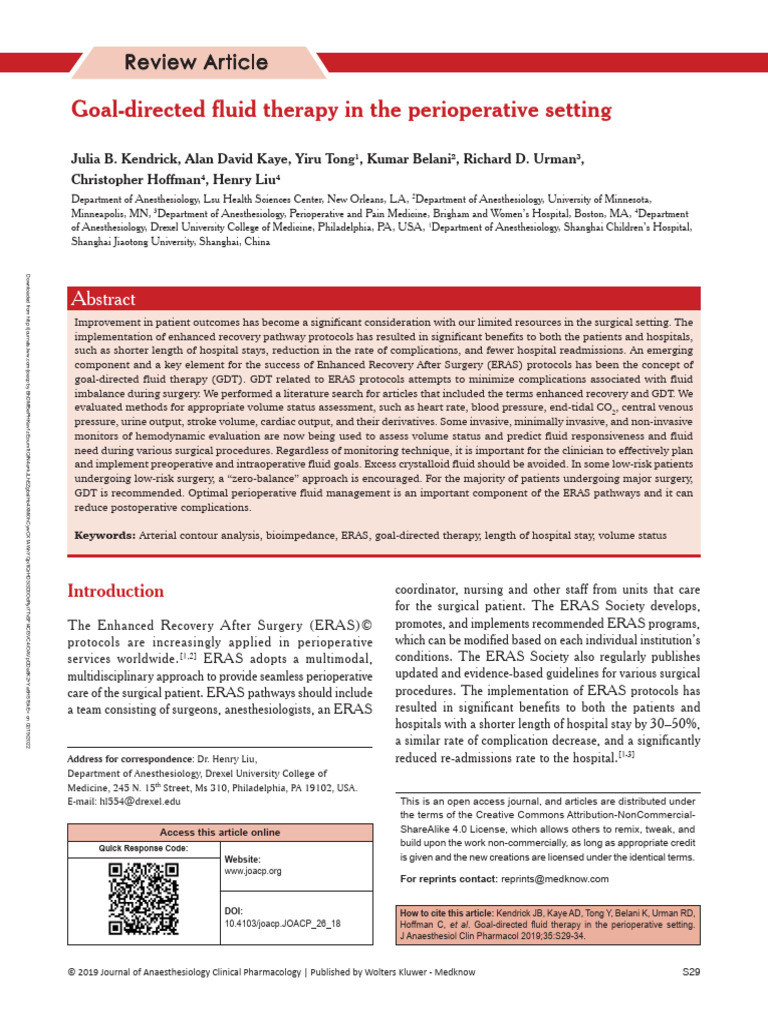 Goal Directed Fluid Therapy in The Perioperative.6 | PDF | Surgery | Hemodynamics