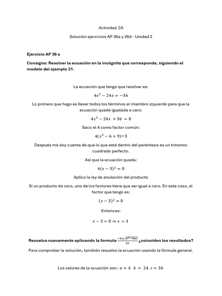 Actividad 2A | PDF | Ecuaciones | Matemáticas
