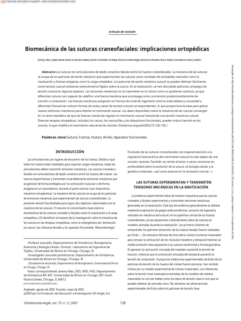 BIOMECANICA DE SUTURAS 0003-3219(2003)73_128_bocsoi_2_0_co_2.en.es | PDF | Cráneo | Hueso