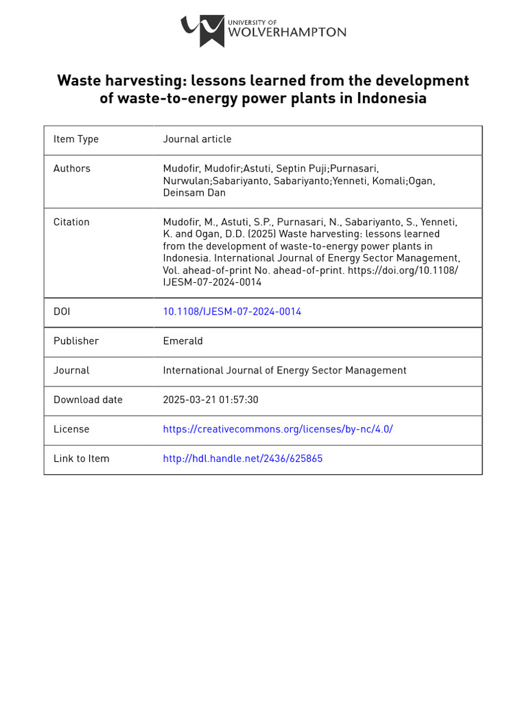 Benowo WtE Plant: Key Insights for Indonesia | PDF | Waste | Climate ...