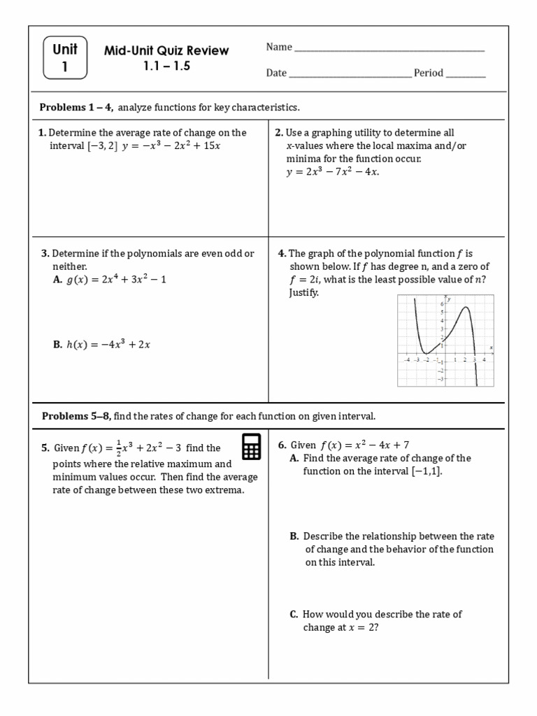 Unit 1 Mid-Unit Review | PDF | Mathematical Analysis | Mathematics