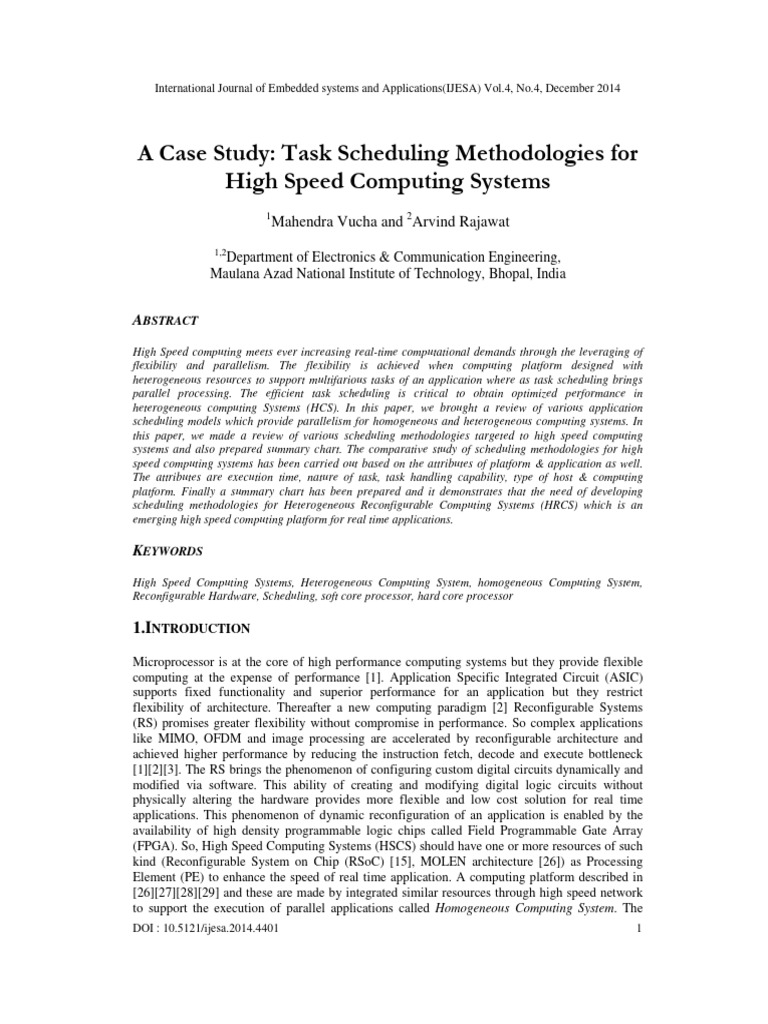 A Case Study: Task Scheduling Methodologies For High Speed Computing Systems | PDF | Scheduling ...