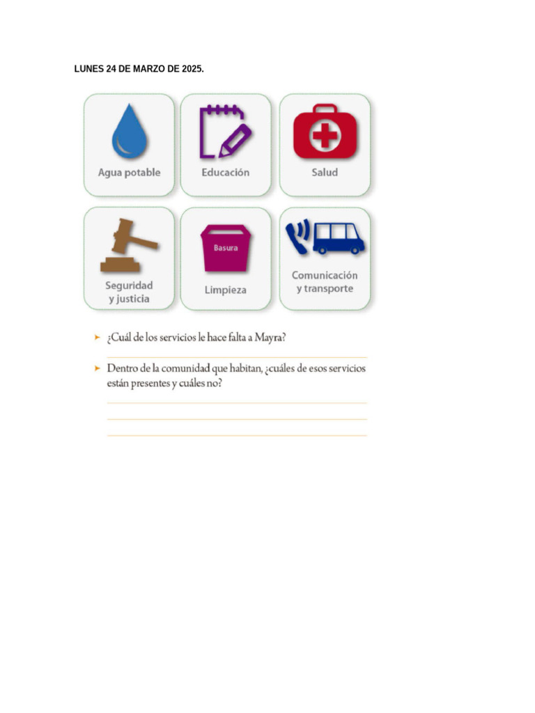 P20. Imprimibles Los Servicios Públicos Satisfacen Las Necesidades de ...