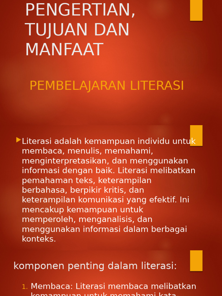 Pengertian, Tujuan Dan Manfaat Literasi | PDF