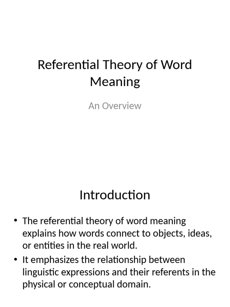 Referential Theory of Word Meaning Presentation-2 | PDF