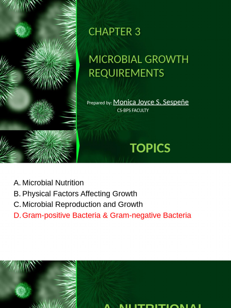 CHAPTER 3 Microbial Growth Requirements | PDF | Nutrition | Diet ...