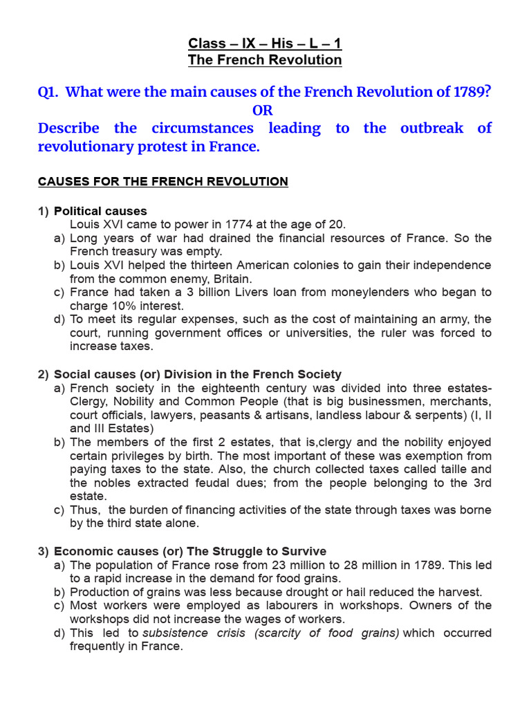 Causes of the French Revolution 1789 | PDF | French Revolution | Slavery