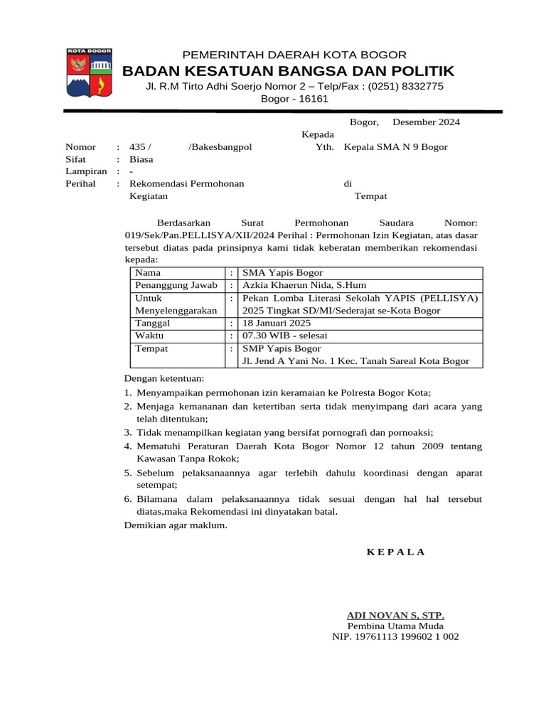 Rekomendasi SMP Yapis Kota Bogor | PDF