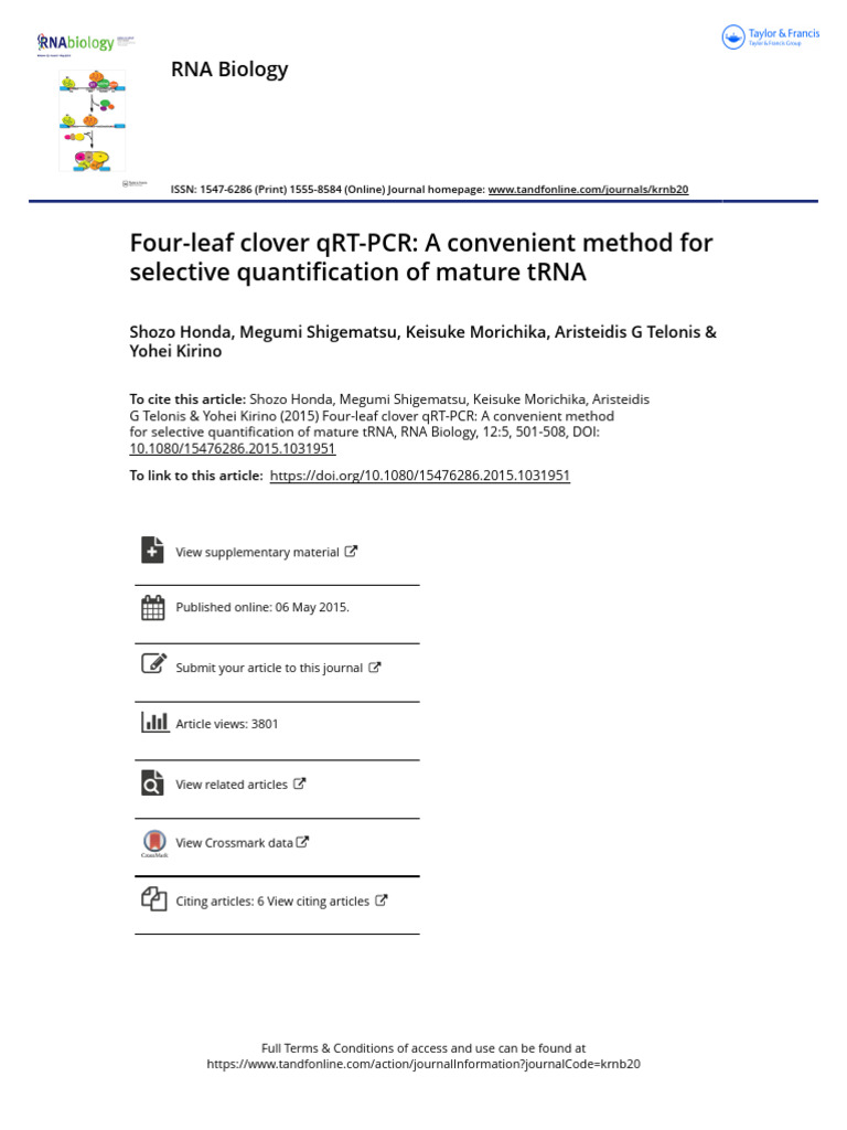 Four-Leaf Clover QRT-PCR A Convenient Method For Selective ...