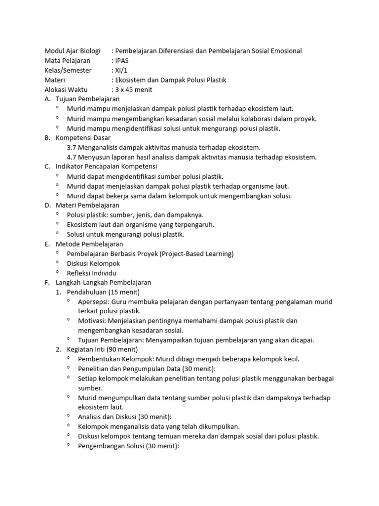 Modul Ajar Biologi RPP | PDF