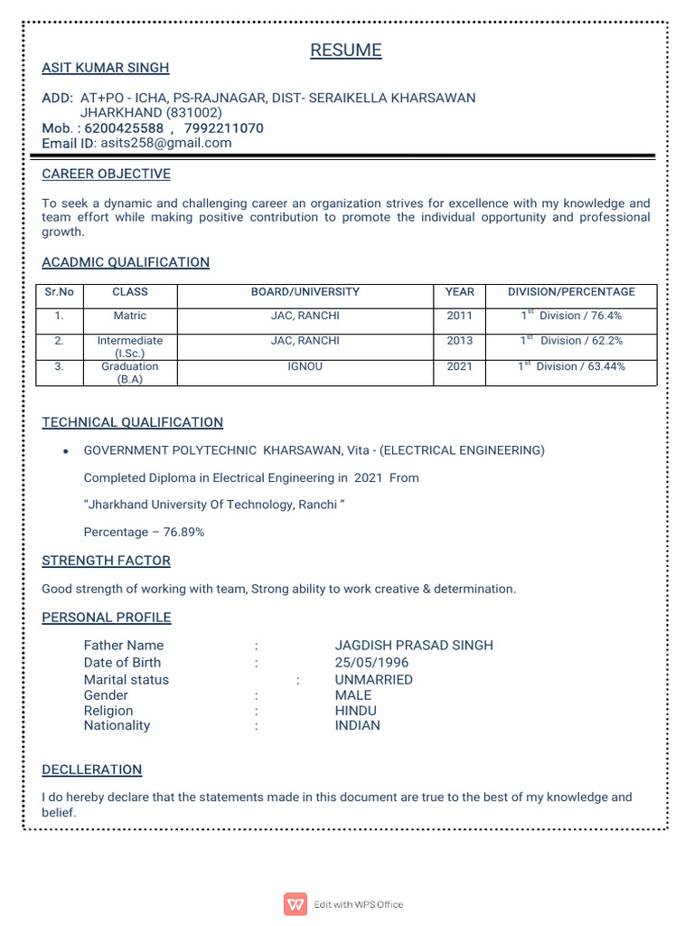Kumar Asit Resume | PDF