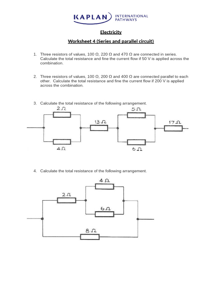 Series and Parallel Circuit Calculations | PDF