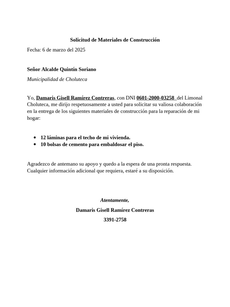 Solicitud de Materiales | PDF