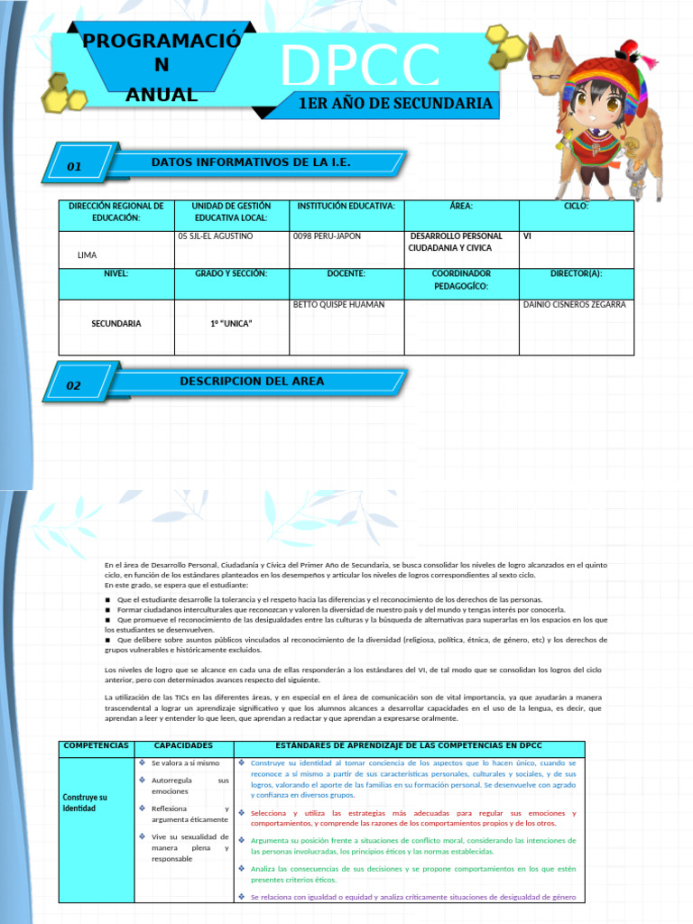 PROGRAMACI+ôN ANUAL1 - DPCC 2025 | PDF | Las emociones | Amistad
