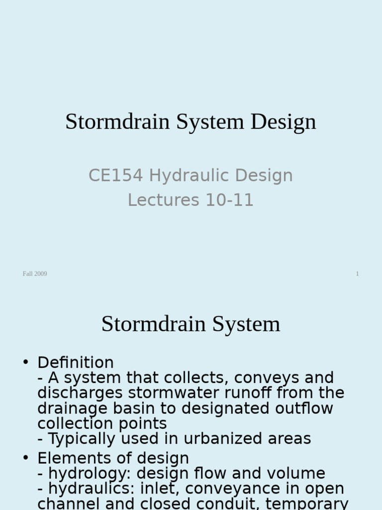 CE154 - Lecture 10-11 Stormdrain System Design | PDF | Storm Drain ...
