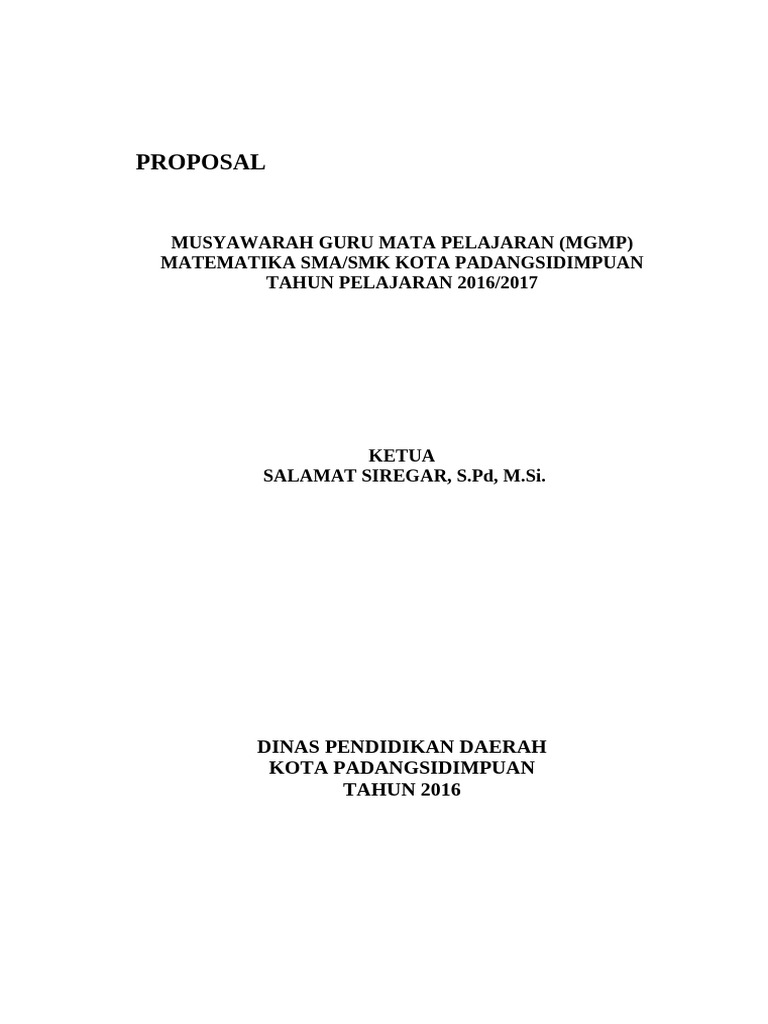 Proposal MGMP Matematika - Revisi | PDF