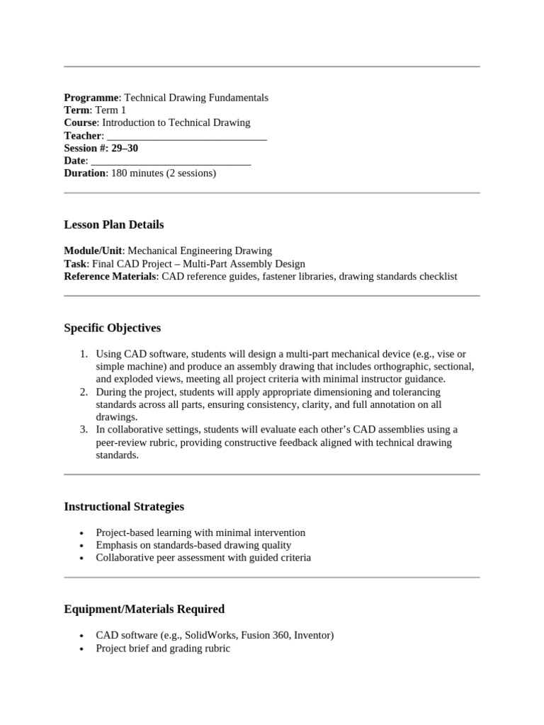 29-30 CAD Project Multi Part Assembly | PDF | Peer Review | Technical ...