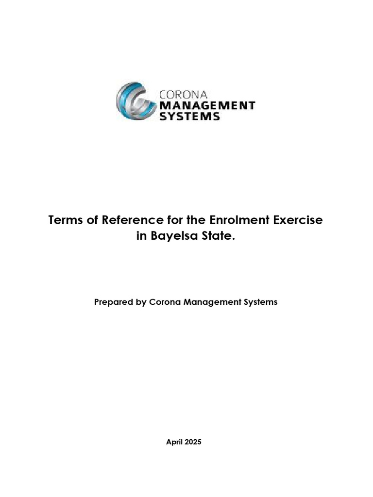 Corona Management Systems - ToR - Field Personnel - Enrolment Activity ...