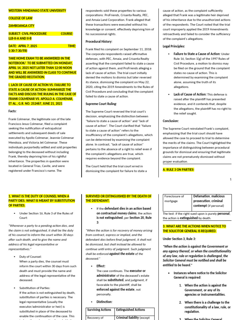 CIVPRO THE III | PDF | Pleading | Complaint