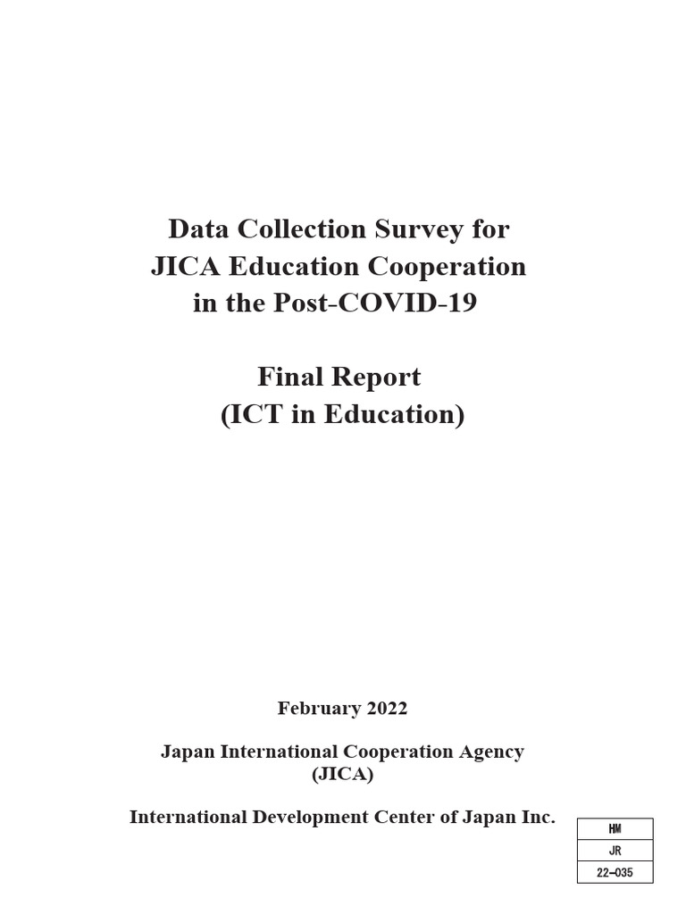Data Collection Survey For JICA Education Cooperation in The Post-COVID ...