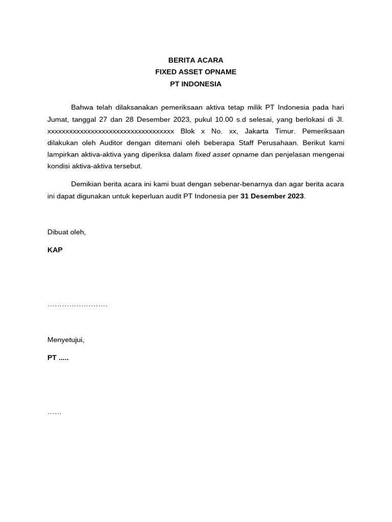Berita Acara Asset Opname | PDF