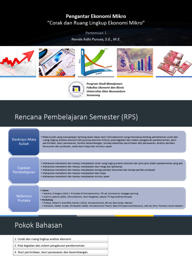 Materi Pertemuan 1 - Pengantar Ekonomi Mikro - Corak Dan Ruang Lingkup Ekonomi Mikro | PDF