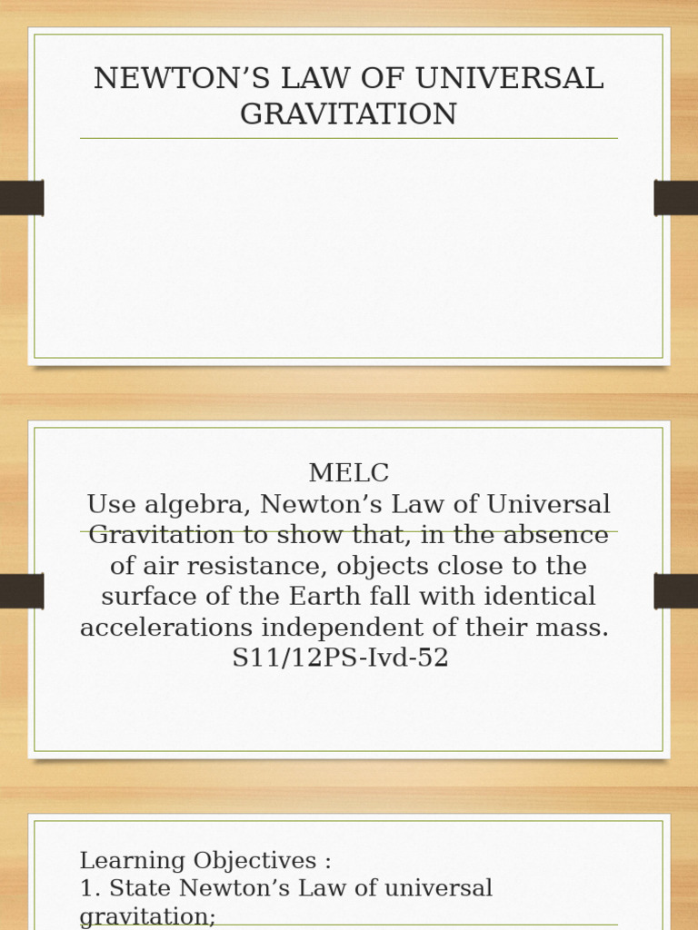 Newton's Law of Universal Gravitation | PDF | Newton's Law Of Universal ...