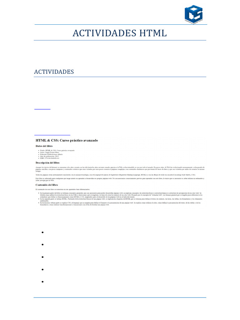 Actividades HTML | PDF | Archivo de computadora | HTML